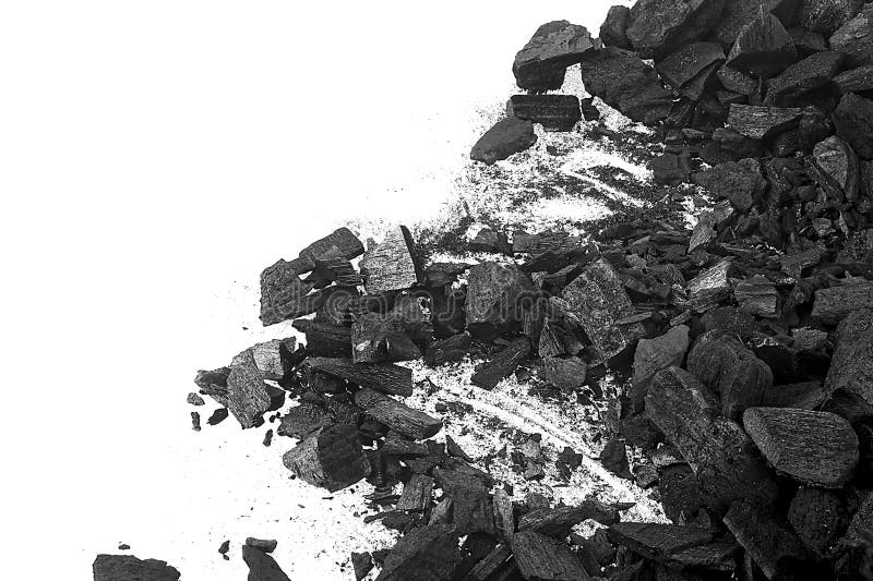 Pieces of Hardwood Charcoal Isolated on White Background Stock Image ...