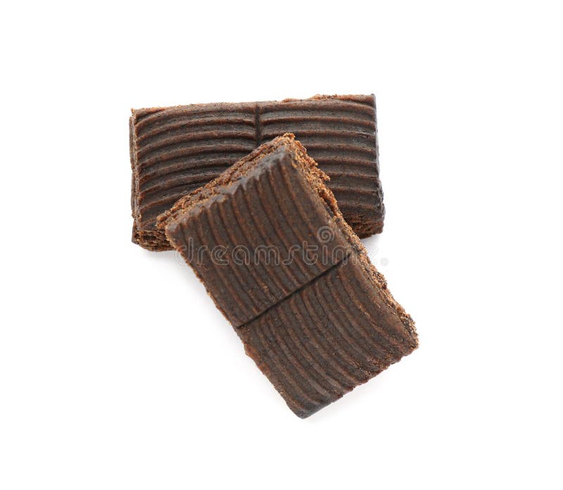 Pieces of Hematogen Bar on White Background, Top View Stock Image ...