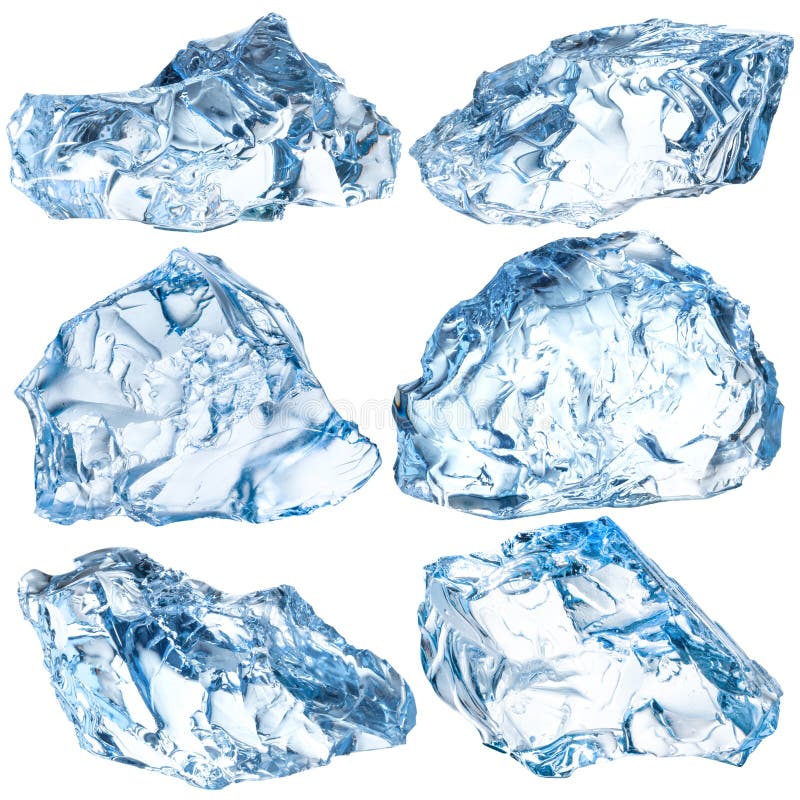 Pieces of Ice Isolated on White. with Clipping Path Stock Image - Image ...