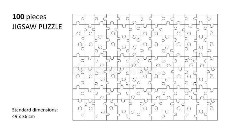 100 Pieces Jigsaw Puzzle Cutting Template Stock Vector - Illustration ...