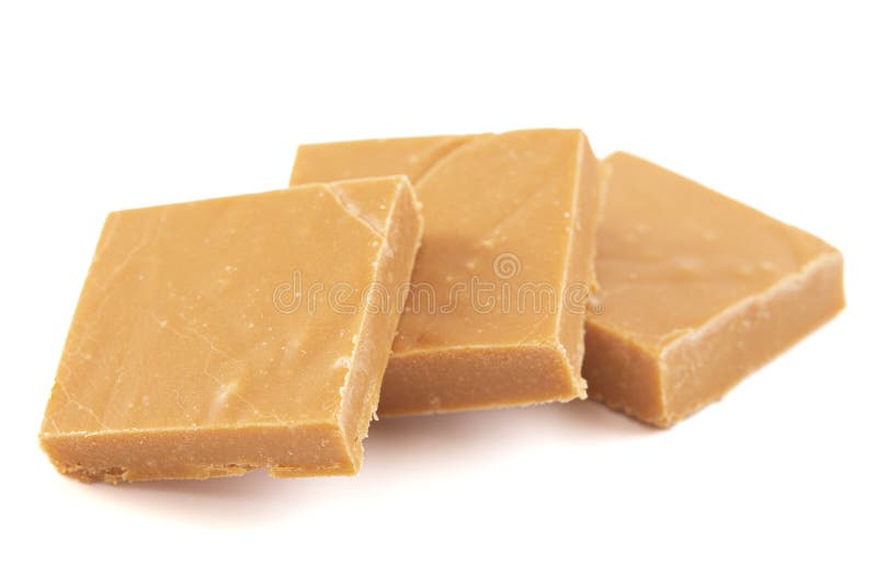 Pieces of Light Brown Fudge Isolated on a White Background Stock Photo ...