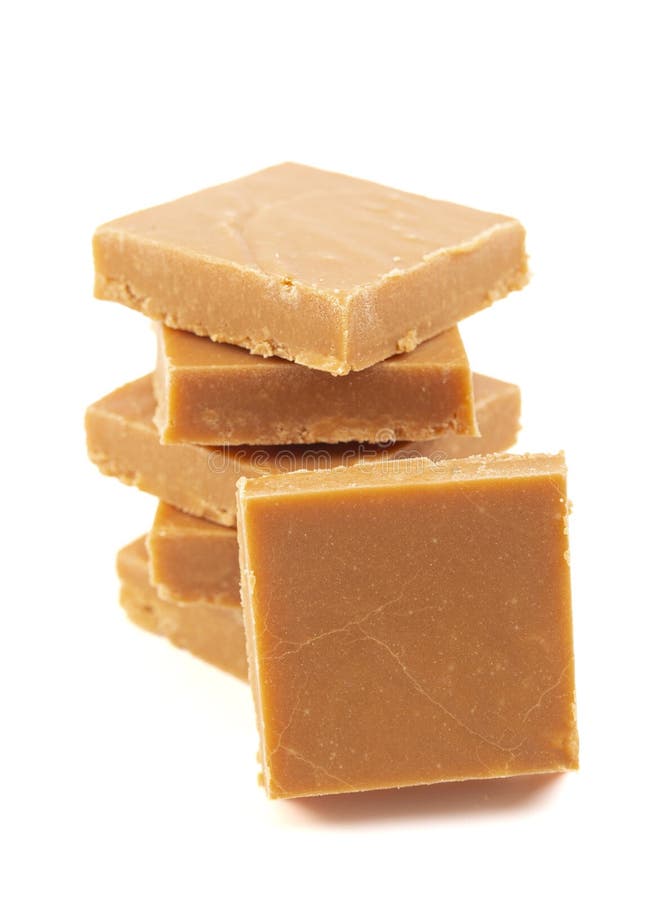 Pieces of Light Brown Fudge Isolated on a White Background Stock Photo ...