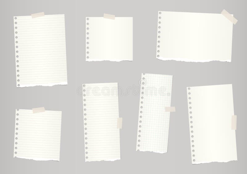 Pieces of Light Brown Ruled and Grid Torn Notebook Paper are Stuck with ...