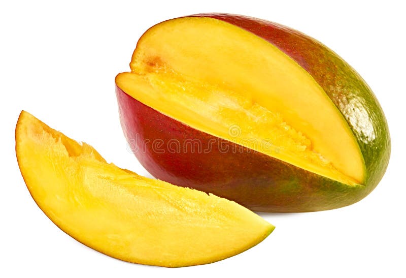 Pieces of Mango Isolated on White Background. Exotic Fruit Stock Image ...