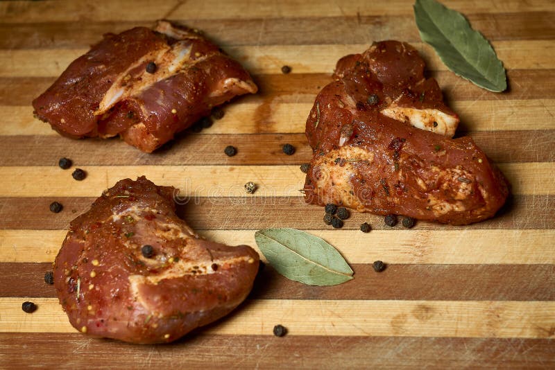 Pieces of Marinated Pork Meat for Barbecue Stock Image - Image of meal ...