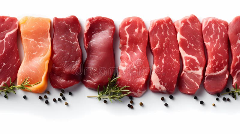 Pieces of Meat, Beef, Steaks in a Row, Horizontal. Seamless Pattern ...