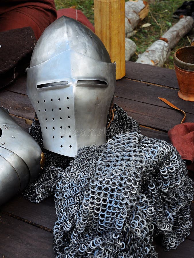 Pieces of Metal Medieval Armor and Blank Stock Image - Image of ...