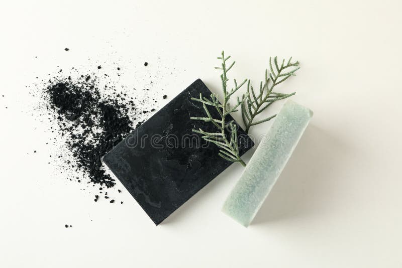 Pieces of Natural Handmade Soap on White Background Stock Image - Image ...
