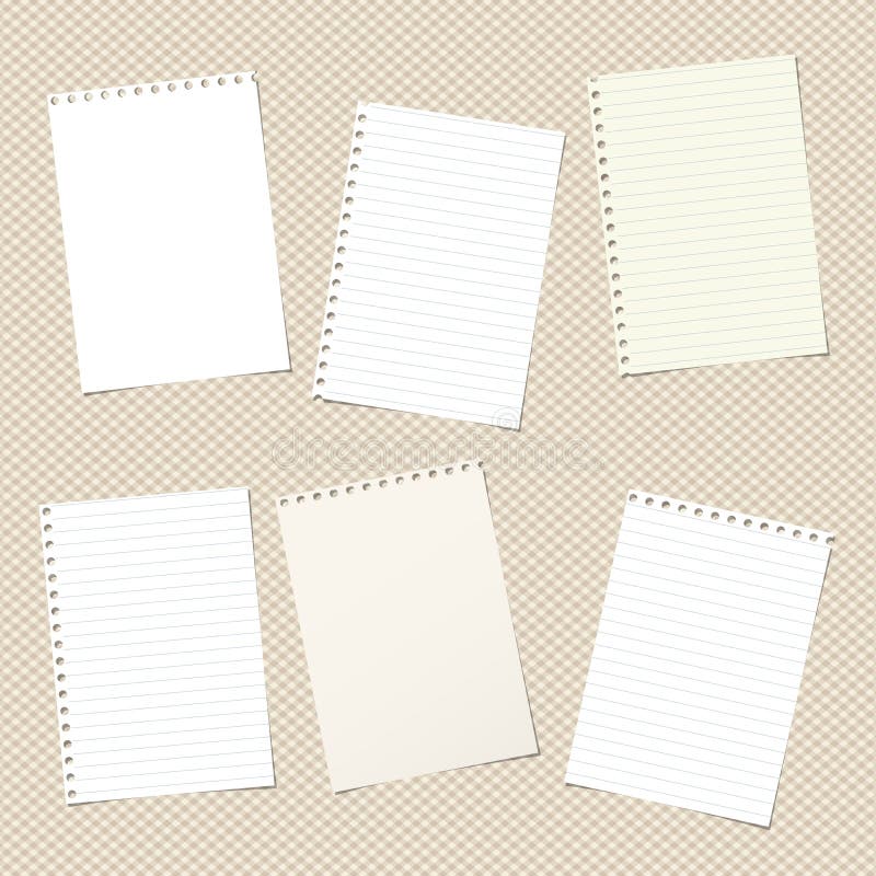 Pieces of Note, Notebook, Copy Book Paper Sheets Stuck on Brown Squared ...