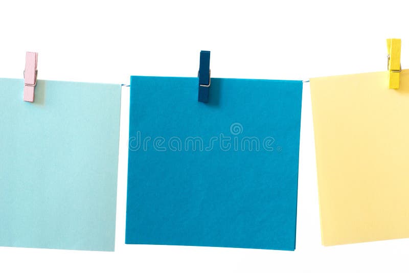 Pieces of Note Paper Pegged To a String Macro Stock Photo - Image of ...