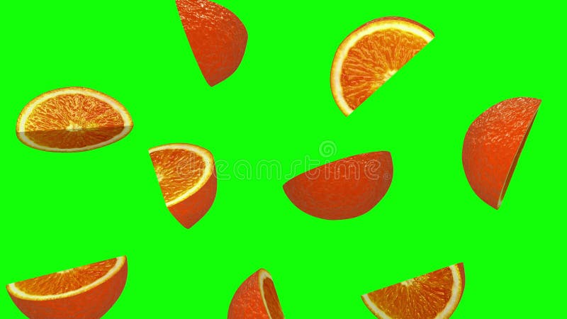 Pieces of Orange Falling on Green Screen, Seamless Loop, CG Stock Video ...