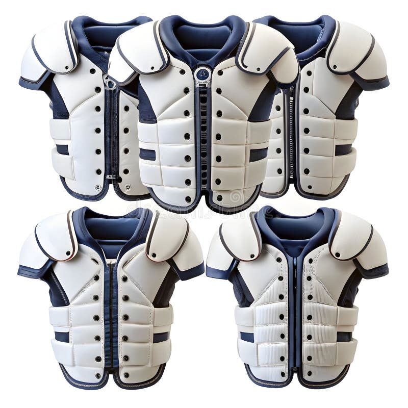 7 Pieces Pad Set for Football Players in Different Color Isolated on ...