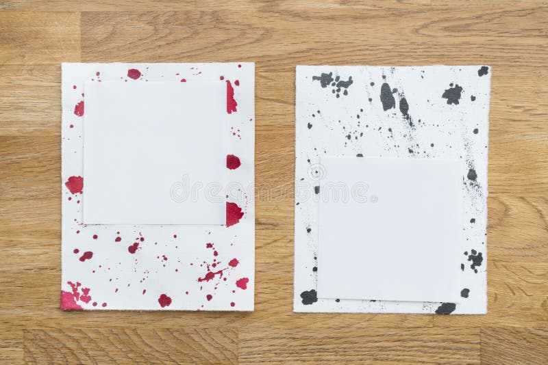 Pieces of Paper with Ink Drops Stock Photo - Image of splatter ...
