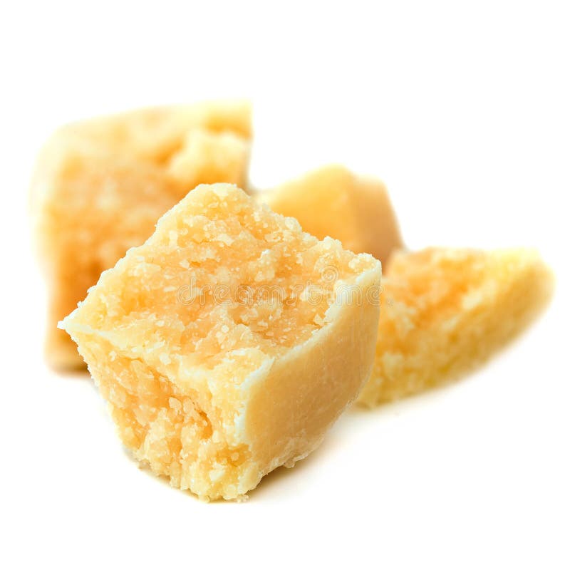 Pieces of Parmesan Cheese Isolated on White Background. Parmesan Stock ...