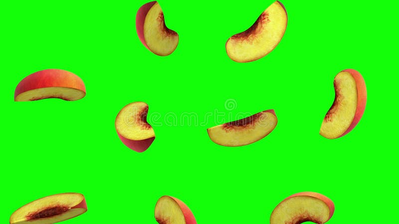 Pieces of Peach Falling on Green Screen, Seamless Loop, CG Stock Video ...