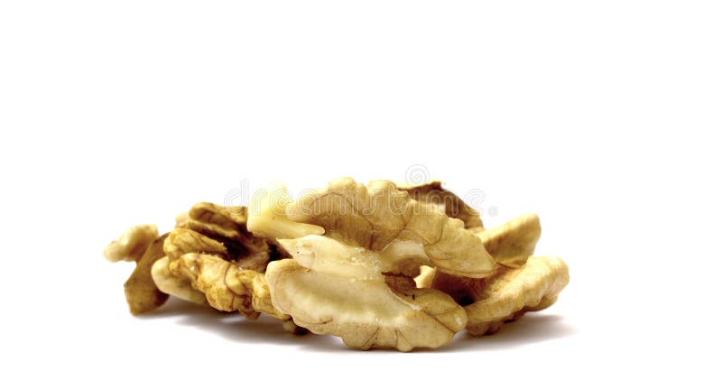 Pieces of a Peeled Walnuts on White Background Stock Photo - Image of ...