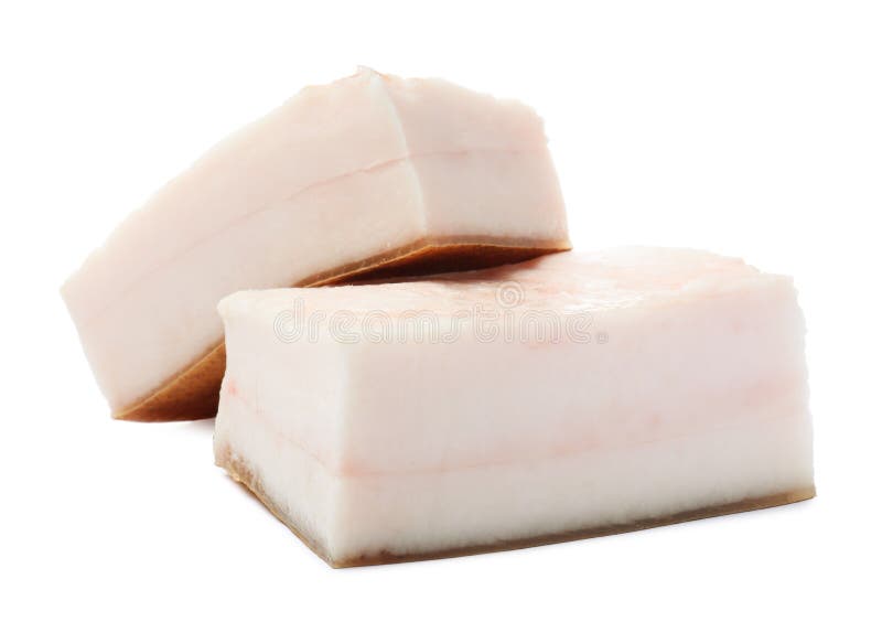 Pieces of Pork Fatback Isolated on White Stock Photo - Image of ...