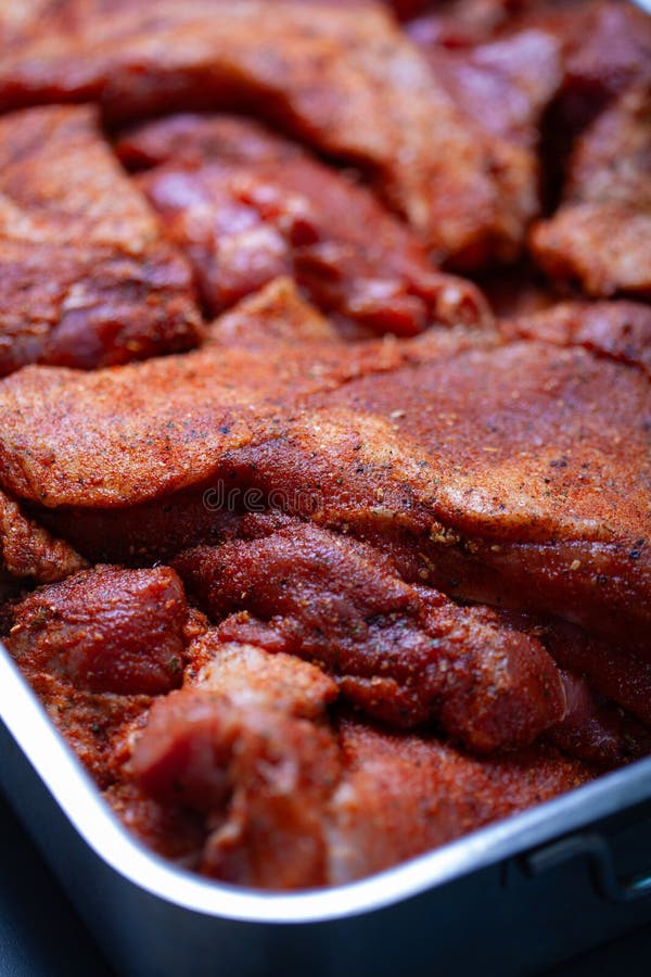 Pieces of Pork Prepared for Curing Stock Image - Image of seasoned ...