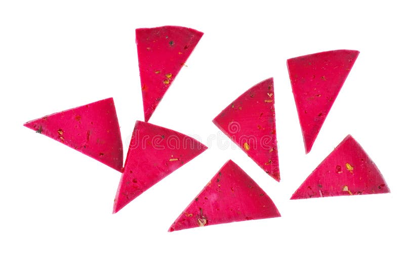 Pieces of Purple Cheese with Basil Stock Image - Image of dutch, slice ...