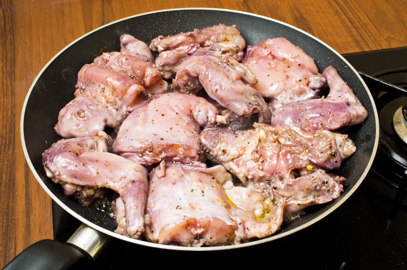 Pieces of the Rabbit on the Pan Stock Image - Image of hunting, closeup ...