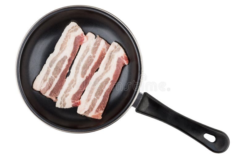 Pieces of Raw Bacon in Small Metal Pan with Handle Stock Photo - Image ...