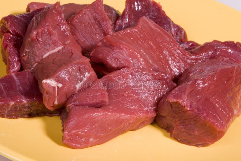 Pieces of raw beef stock photo. Image of yellow, white - 6055488