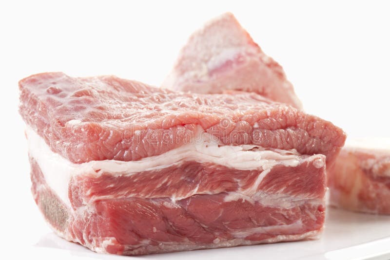 Pieces of Raw Beef, Boiling Meat, Close-up Stock Image - Image of ...