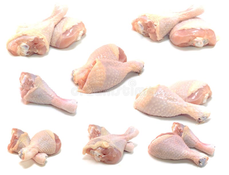 Pieces of Raw Chicken Meat Isolated Stock Photo - Image of skin, diet ...