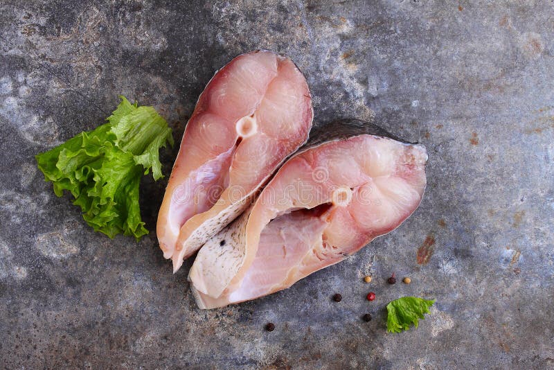 Pieces of raw white fish stock image. Image of food, animal - 67083223