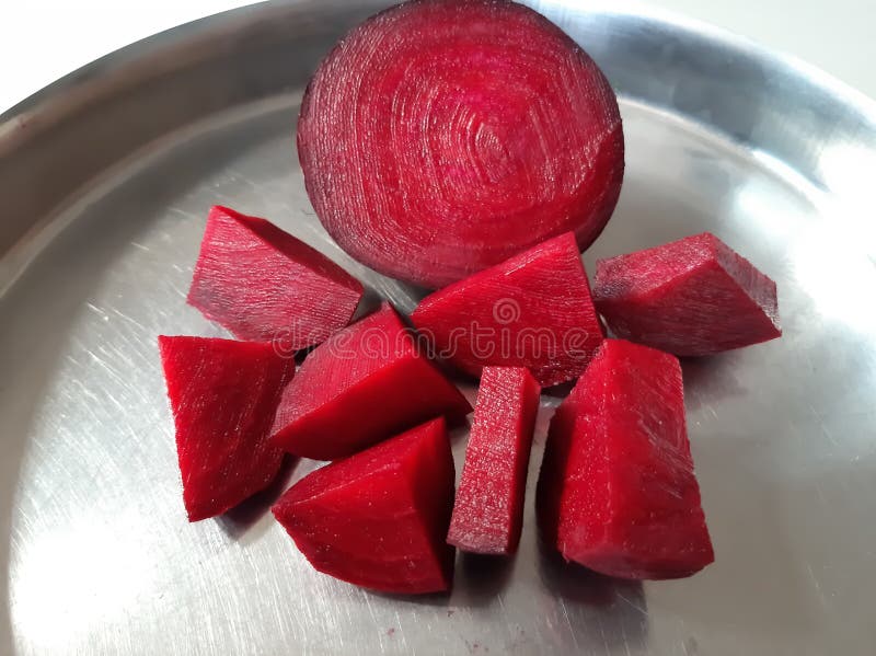 Pieces of Red Beet . Decorate Chopped Beet Pieces Stock Photo - Image ...