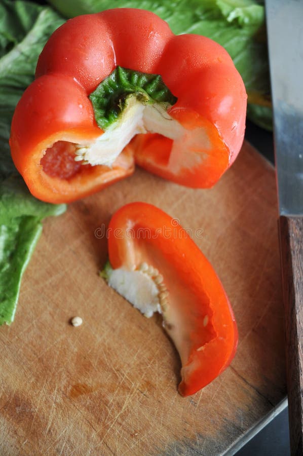 Pieces of red bell pepper stock image. Image of pieces - 58904805