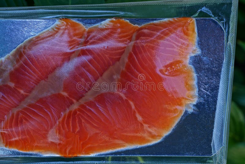Pieces of Red Fish in a Plastic Transparent Packaging Stock Image ...