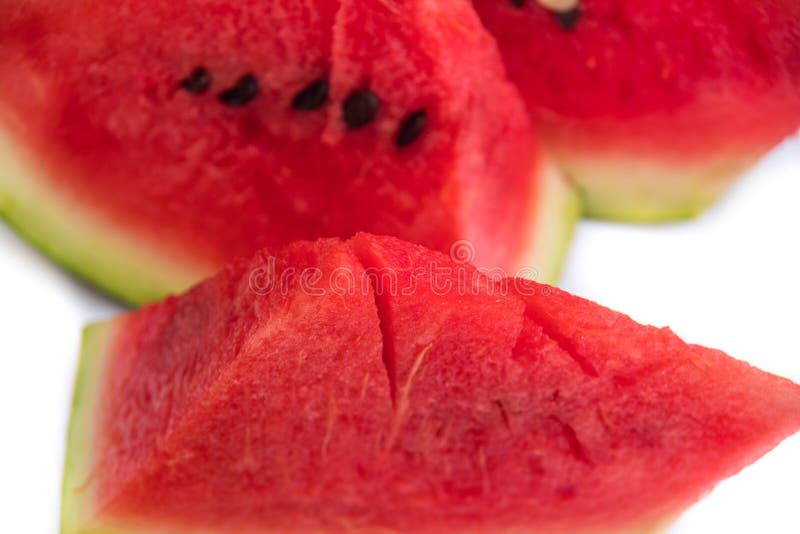Pieces of Red Juicy Watermelon Sliced with a Knife Stock Photo - Image ...