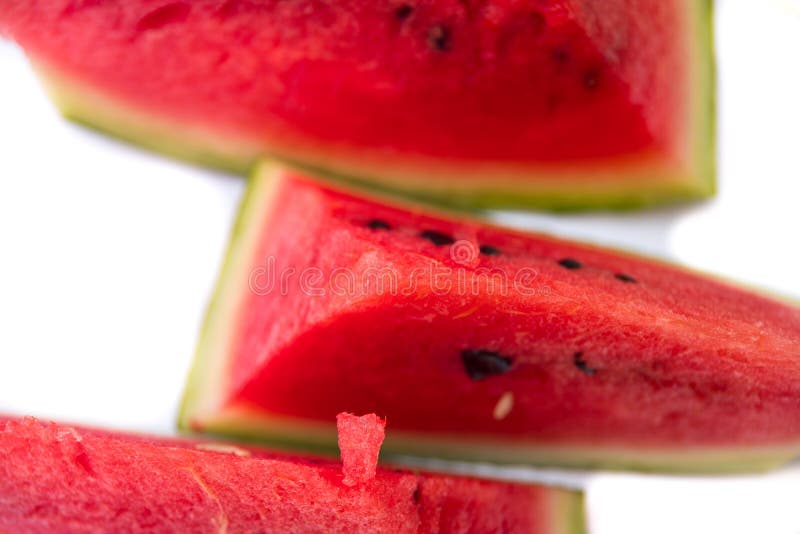Pieces of Red Juicy Watermelon Sliced with a Knife Stock Photo - Image ...