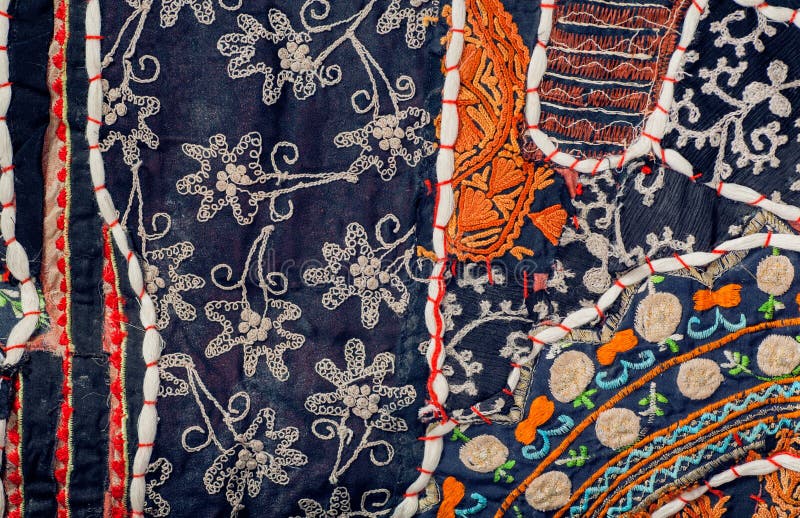 Pieces of Retro Cloth in Patchwork Style. Patterns on Texture of ...