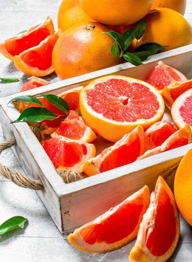 Pieces of Ripe Grapefruit on a Tray Stock Image - Image of slice ...