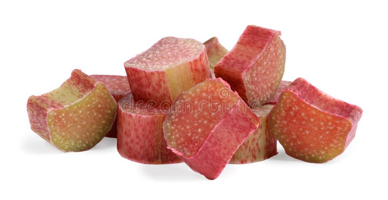 Pieces of Ripe Rhubarb Isolated on White Stock Photo - Image of harvest ...