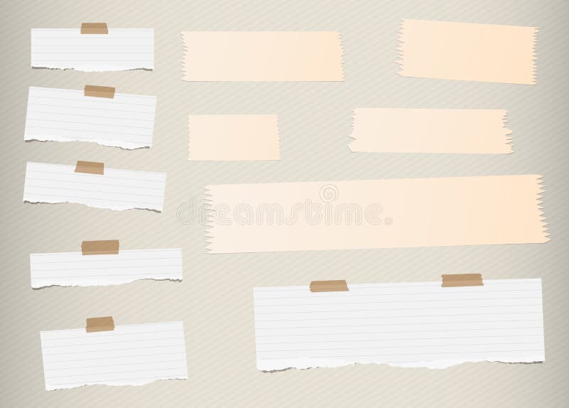 Lined Notebook Paper Stuck Adhesive Tape Gray Wall Stock Illustrations ...