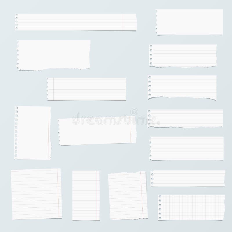 Set of Different Notebook Torn Pages and Pieces of Ripped Paper for ...