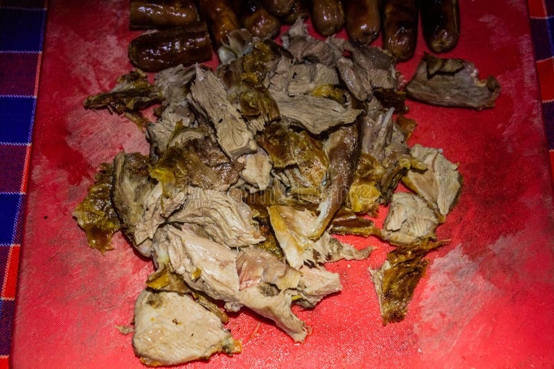 Pieces of Roasted Goat Leg, Ken Stock Photo - Image of dish, barbecue ...