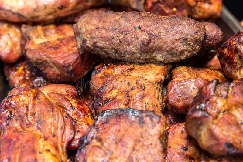 Pieces of Roasted Meat for the Whole Frame Stock Photo - Image of ...