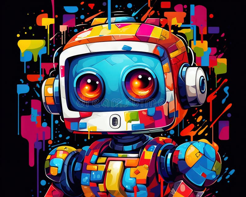 The Pieces Robot Cute Bits are Cute. Stock Illustration - Illustration ...