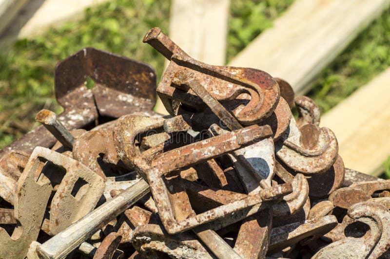 Pieces of Rusting Metal on the Site Stock Photo - Image of dirty, site ...