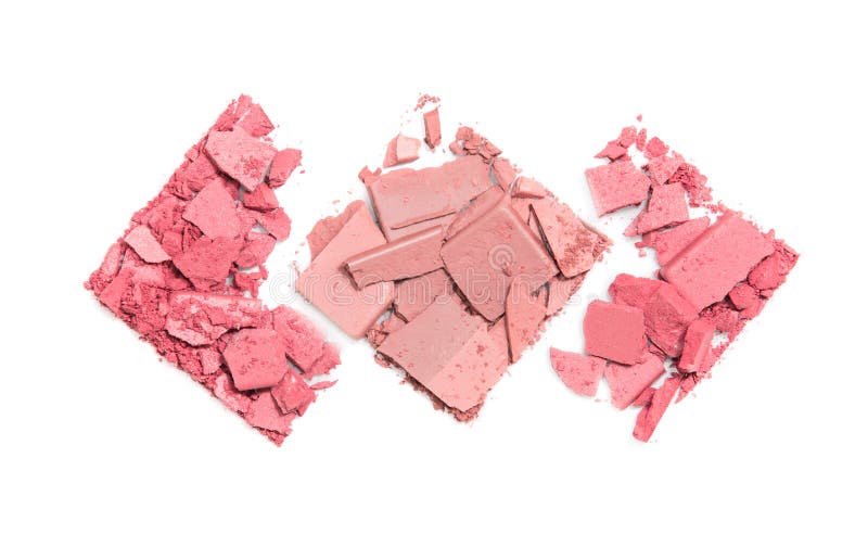 Pieces of Scattered Compact Powder on a White Background in the Form of ...