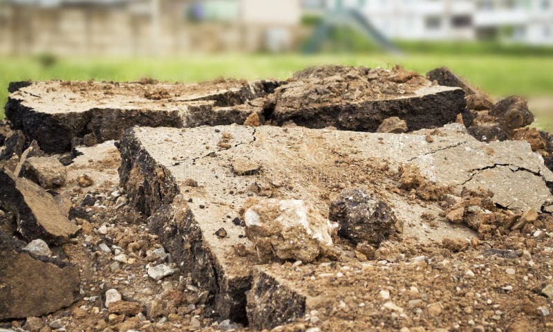 The Pieces of the Shattered Concrete Stock Photo - Image of full ...