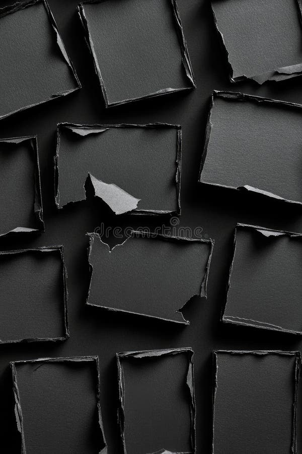Pieces of Shredded Black Paper Scattered on the Ground Stock Image ...
