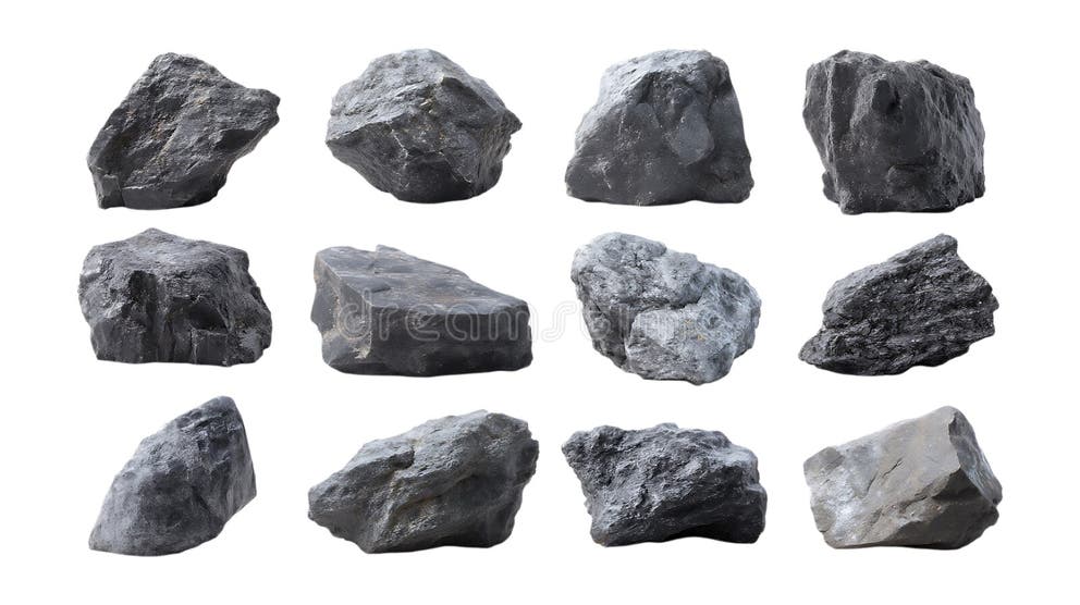 Pieces of Shungite Rock on Transparent Background Stock Illustration ...