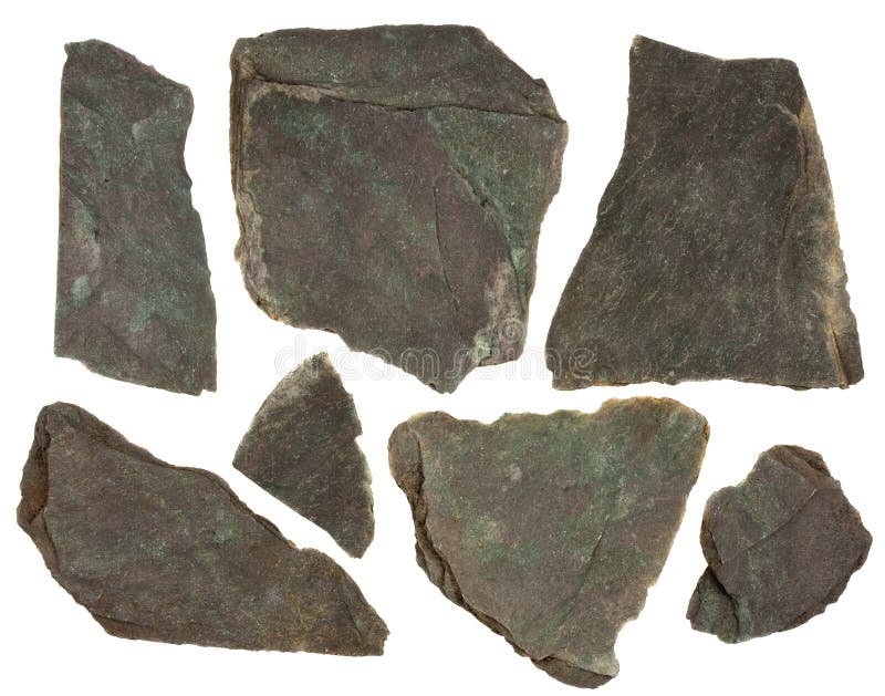 Pieces of Slate Rock with Red and Green Tint Stock Image - Image of ...
