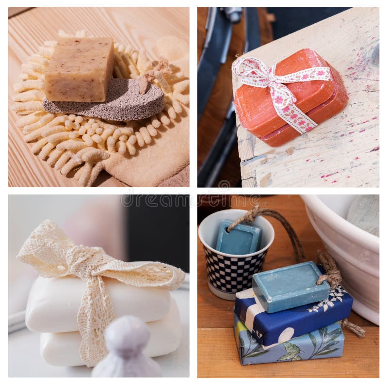 Pieces of soap, collage stock photo. Image of nature - 62547062