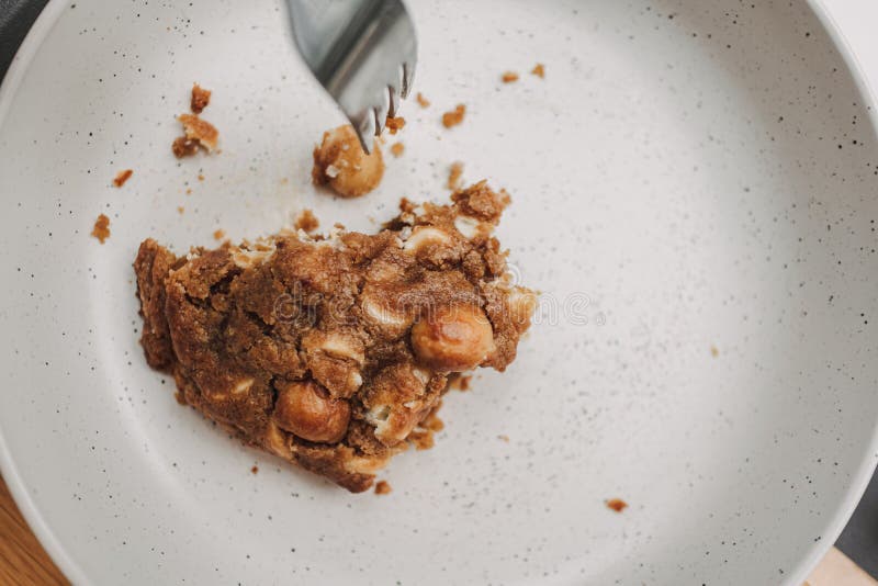 Pieces of Soft Cookie Being Eaten with Fork. Stock Image - Image of ...